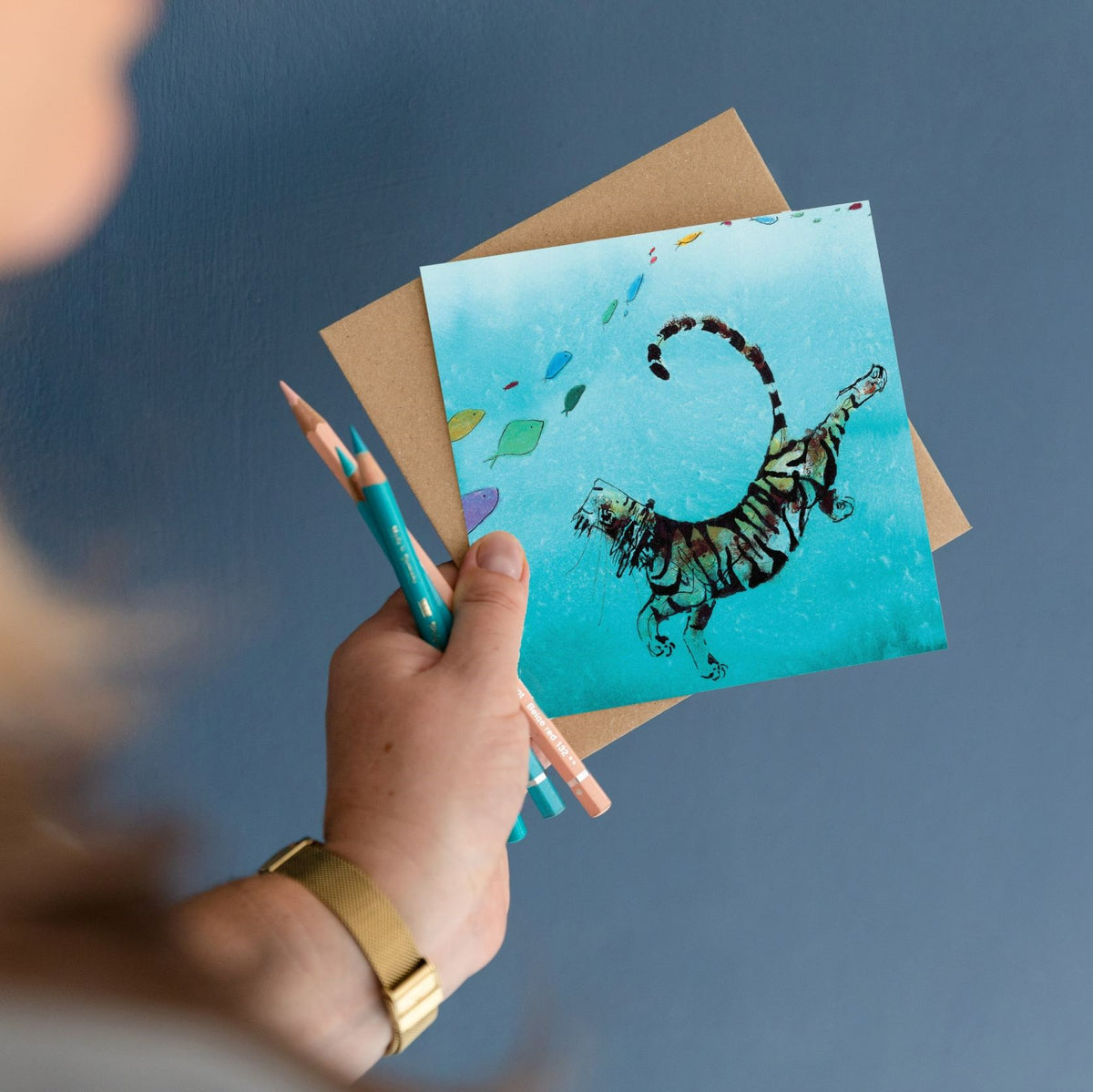Augustus Swimming Tiger Card Blank – Catherine Rayner