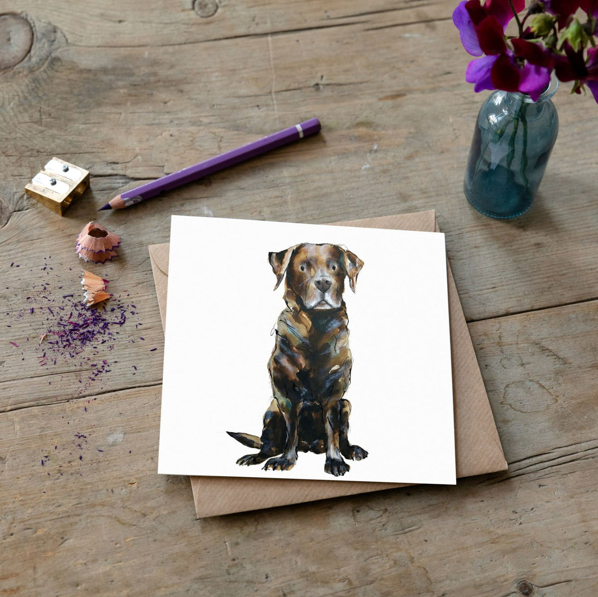Mabel Chocolate Labrador Card Blank – Catherine Rayner